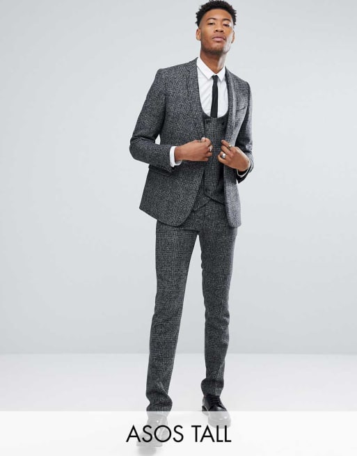 ASOS TALL Slim Suit in Moons Wool Rich Monochrome Check | ASOS