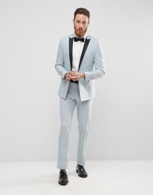 ASOS Wedding Skinny Tuxedo Suit In Ice Blue | ASOS