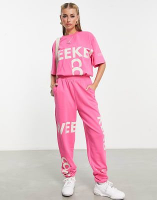 ASOS Weekend Collective set with cut about graphic in pink | ASOS