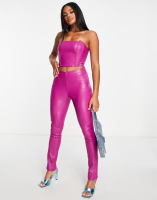 BERRY LEATHER LOOK CORSET CO-ORD | ASOS