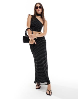 Bershka - Ensemble top transparent asymétrique et jupe à pois - Noir | ASOS