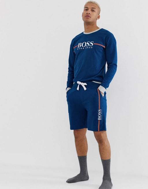 BOSS Bodywear Authentic logo lounge set in navy | ASOS
