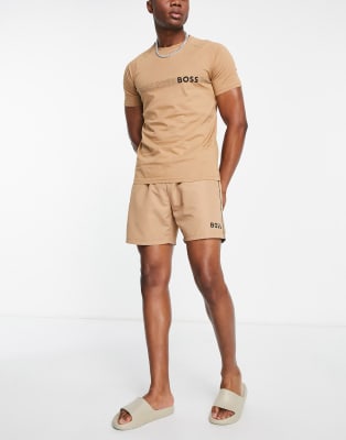 BOSS Swimwear Starfish swim shorts in beige - BEIGE | ASOS