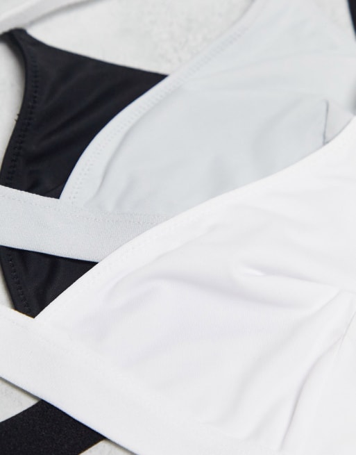 Brave Soul 3 pack microfibre bra and brief set in black white and grey ...