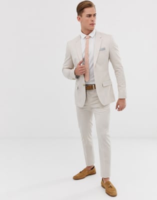 Celio skinny fit suit in tan | ASOS