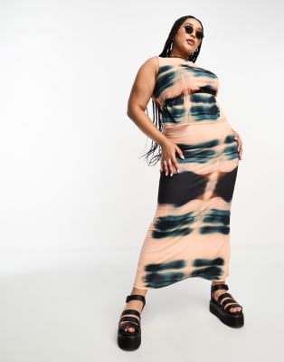 COLLUSION Plus vest & maxi skirt in digi tie dye | ASOS