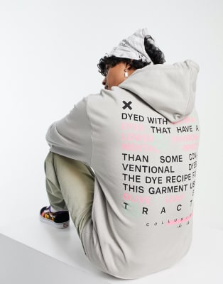 COLLUSION Unisex natural dyed hoodie and trackies set with text print in grey | ASOS