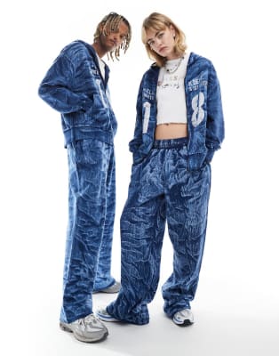 COLLUSION Unisex relaxed skate trackies and hoodie in blue | ASOS
