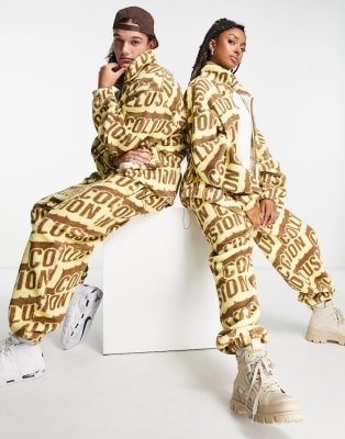 COLLUSION Unisex zip through borg jacket & trackies set | ASOS