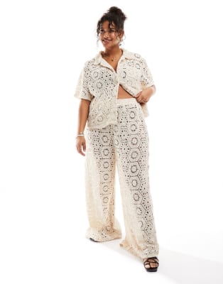 Conjunto playero color crema de croché de South Beach Curve | ASOS