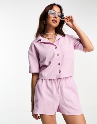 Conjunto playero lila de lino exclusivo de Esmée | ASOS