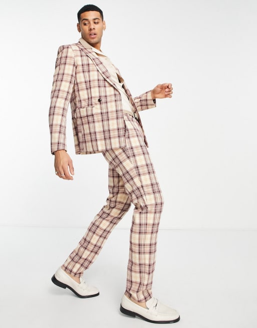 Devil's Advocate - Costume ajusté à carreaux - Marron multicolore | ASOS