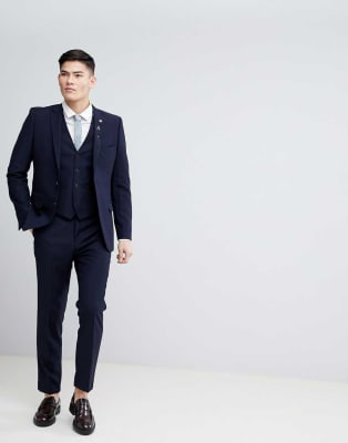 Devils Advocate - Costume slim en lin - Bleu | ASOS