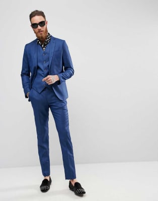 Devils Advocate Slim Fit Metallic Blue Suit | ASOS