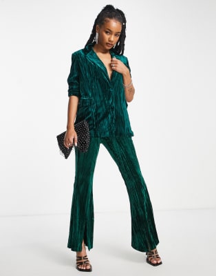 Extro & Vert Petite - Ensemble blazer oversize et pantalon en velours - Vert émeraude | ASOS