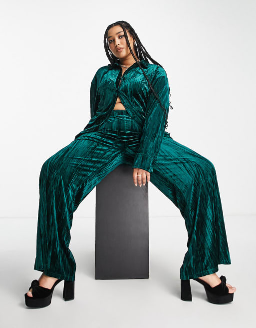 Extro & Vert Plus - Ensemble chemise oversize et pantalon - Vert émeraude | ASOS
