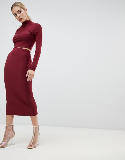 Fashionkilla - Ensemble avec crop top à col montant et jupe - Baie | ASOS