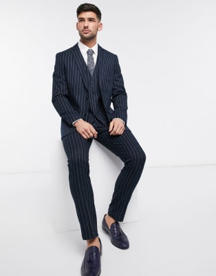 French Connection flannel chalk stripe slim fit suit | ASOS