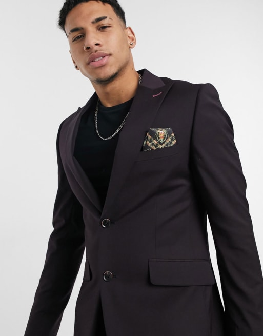 Harry Brown skinny fit stretch plain suit in purple | ASOS