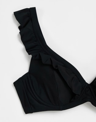 Ivory Rose Curve black frill bikini | ASOS