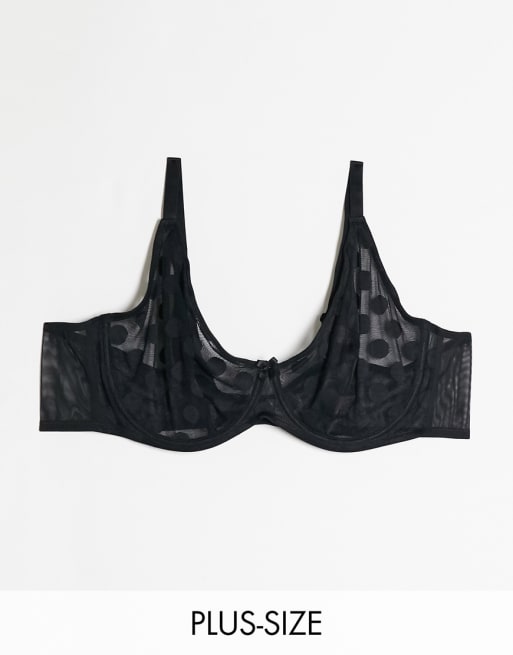 Ivory Rose Curve sheer dot mesh lingerie set in black | ASOS