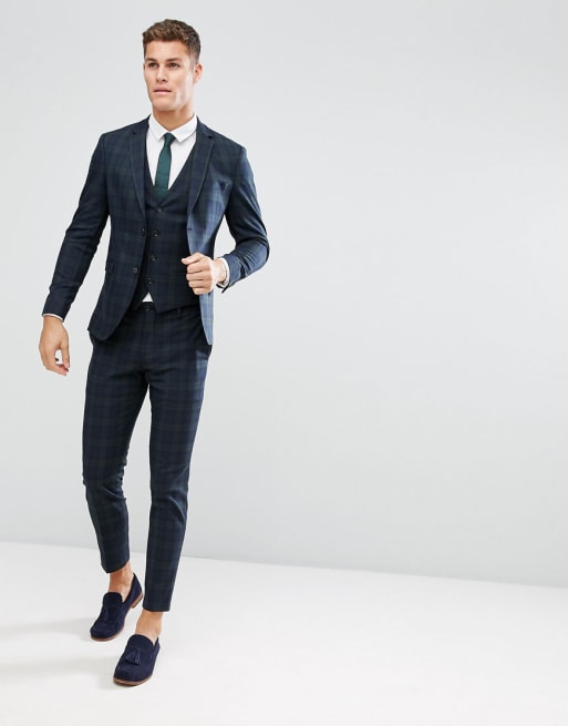 Jack & Jones – Enger, hochwertiger Anzug mit Blackwatch-Karos | ASOS