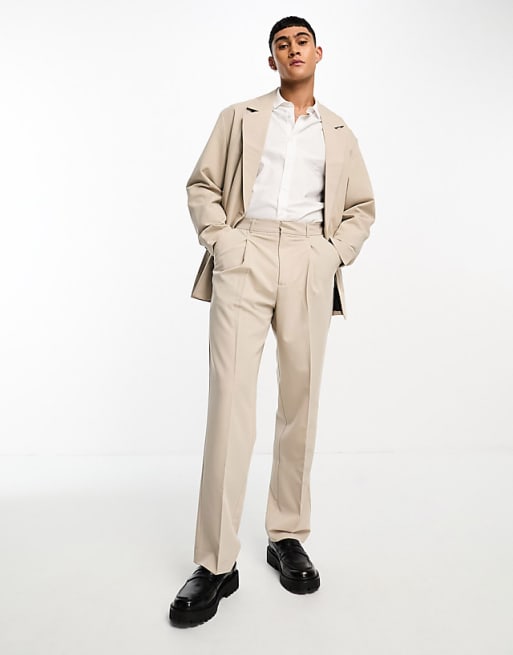 Jack & Jones Originals wide fit suit in beige | ASOS Jack & Jones Originals wide fit suit in beige | ASOS