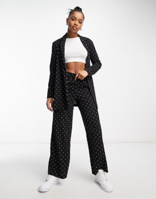 JDY - Ensemble en jersey à petits pois avec blazer et pantalon - Noir | ASOS
