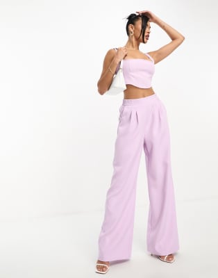 Kaiia - Ensemble avec pantalon ample et crop top - Lilas | ASOS