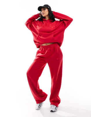 Kaiia studio hoodie and wide leg trackies set in red | ASOS
