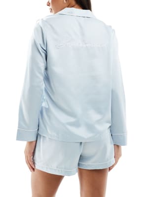 Loungeable Bridesmaid satin nightwear in blue | ASOS