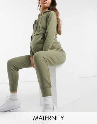 Mamalicious Maternity tracksuit co-ord with nursing function in khaki ...