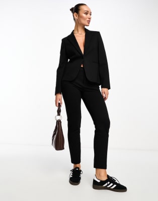 Mango slim blazer and pants suit in black | ASOS