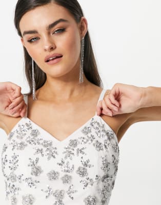 Maya embellished cami top and tiered midi skirt co-ord in white | ASOS