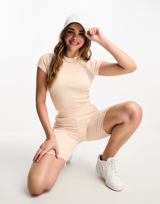 Miss Selfridge Co Ord Set Van Visnet In Abrikoos Asos