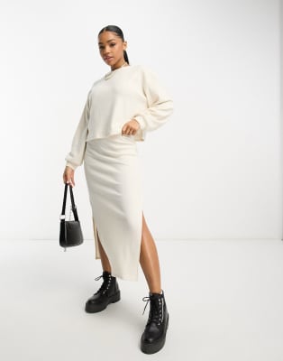 Miss Selfridge cosy soft rib set in oatmeal | ASOS