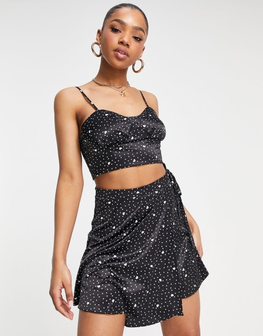 Miss Selfridge Satin Co Ord In Heart Print Asos