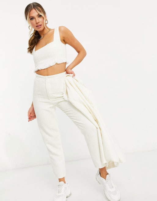 Missguided co-ord boucle in cream | ASOS