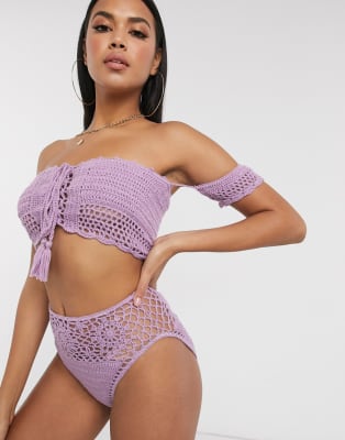 Missguided - Ensemble bikini crocheté - Lilas | ASOS