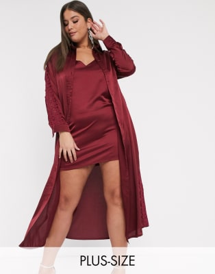 Missguided plus satin co-ord in burgundy | ASOS
