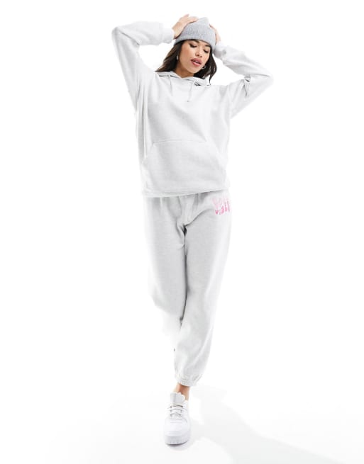 Missyempire Set Aus Kapuzenpullover Und Jogginghose In Meliertem Grau