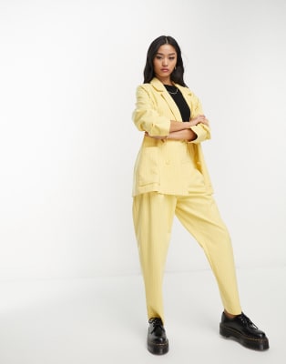 Monki co-ord blazer and tapered trousers in yellow pinstripe | ASOS