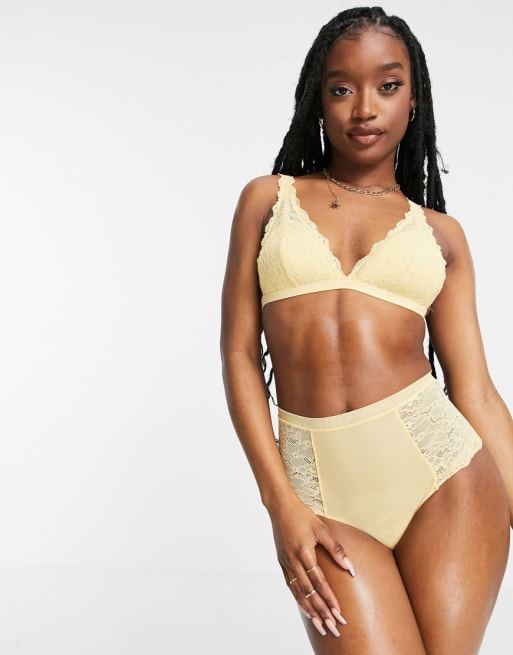 Monki - Ensemble de lingerie en dentelle - Jaune | ASOS