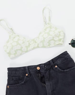 Monki floral bikini set in green | ASOS