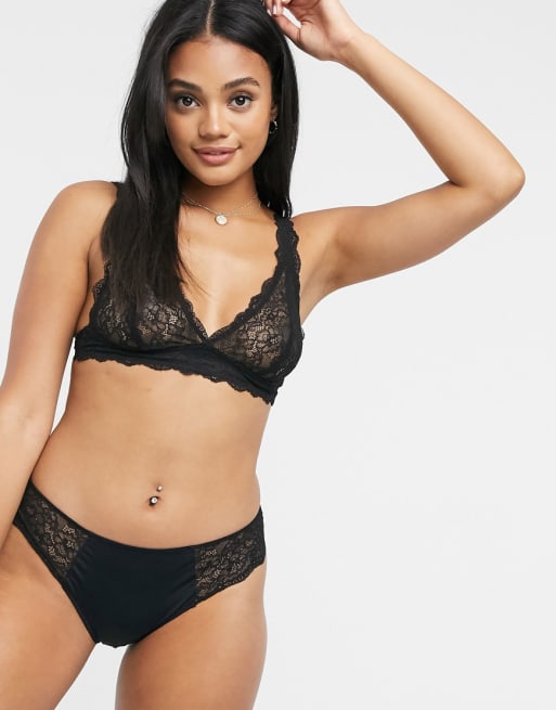 Monki lace lingerie set in black | ASOS