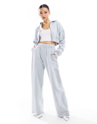 Murci cropped hoodie and wide leg trackies set in sky blue | ASOS
