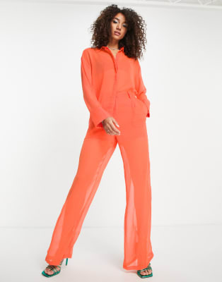 NA-KD - Ensemble avec chemise oversize et pantalon large - Orange | ASOS