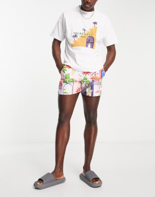 Native Youth beach co-ord in white graphic print | ASOS