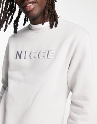 Nicce embroidered logo mercury tracksuit in stone gray | ASOS