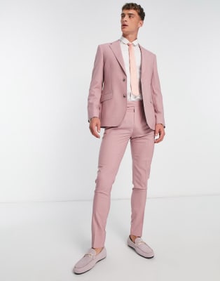 Noak – Premium – Pastellrosa kostym av yllerikt tyg med extra smal ...